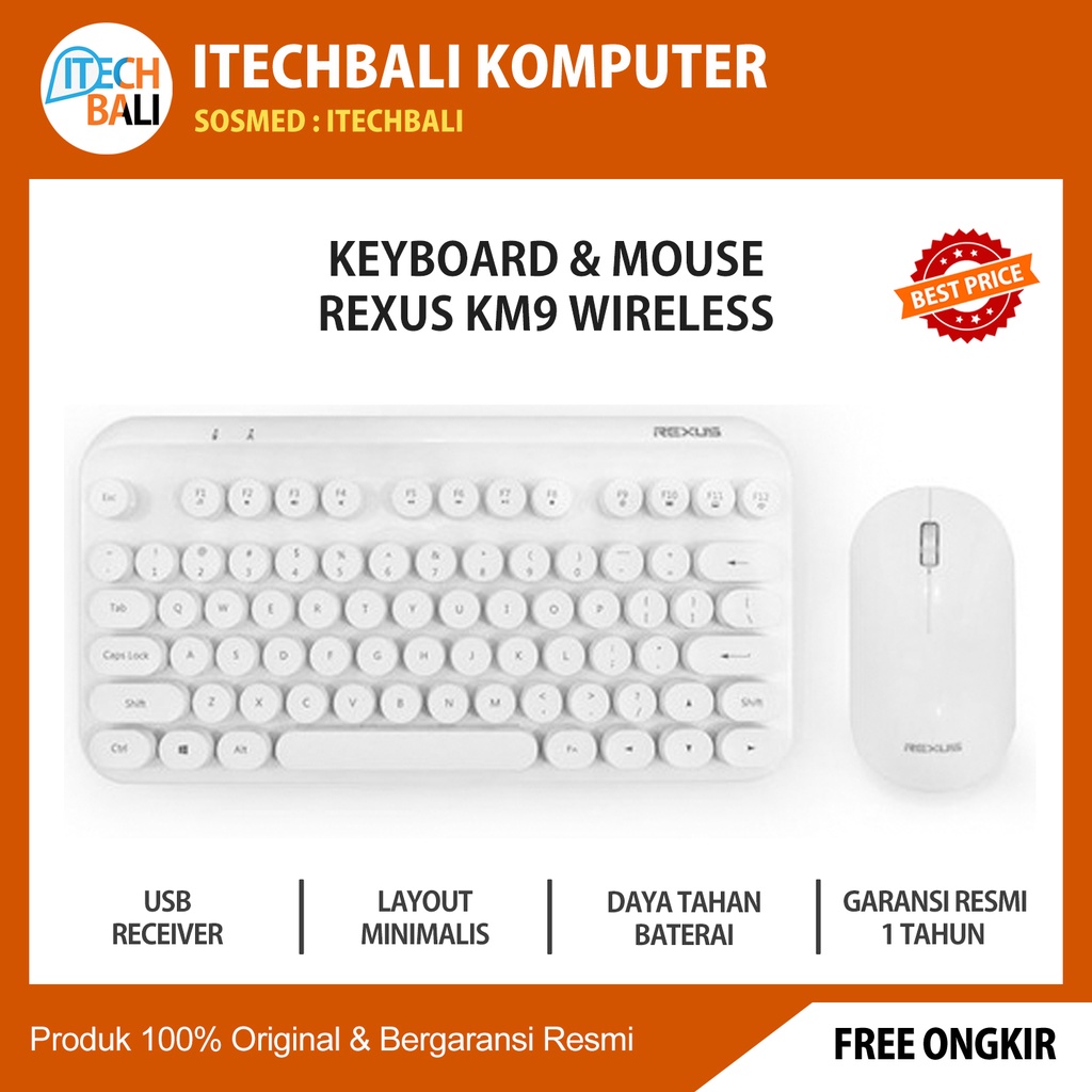 Rexus KM9 Combo Wireless Keyboard & Mouse -White | Itechbali | Shopee ...