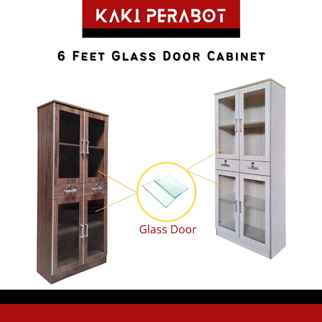 KP 6 Feet Glass Display Cabinet Glass Display Rack Bookshelf Book Rack ...