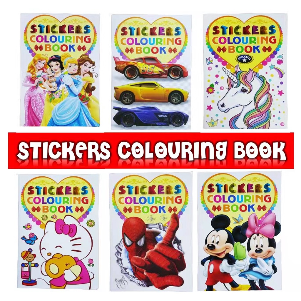 Kids Children A5 Cartoon Stickers Colouring Book Drawing Book Buku ...