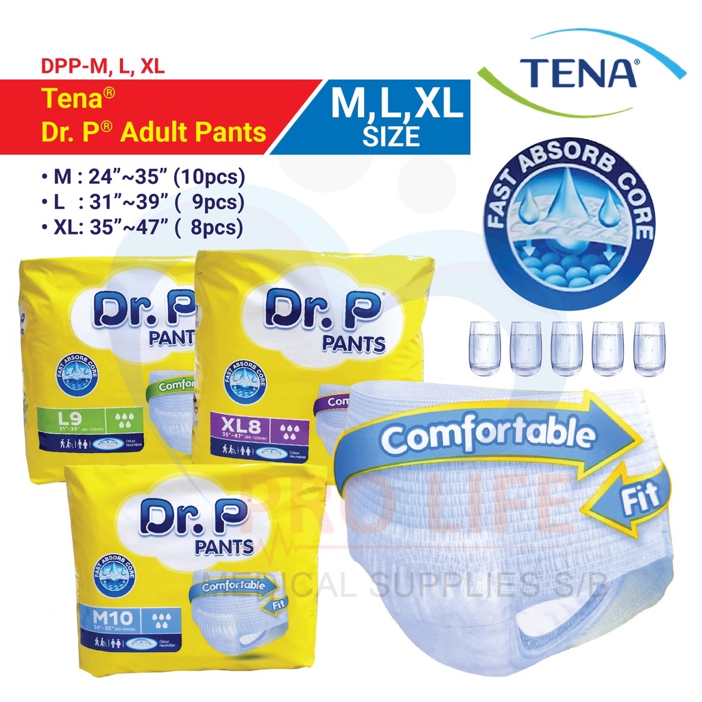 Tena Dr.P Adult Pants | Seluar Dewasa | 成人纸尿裤 / (M:24"~35")10pcs | (L ...