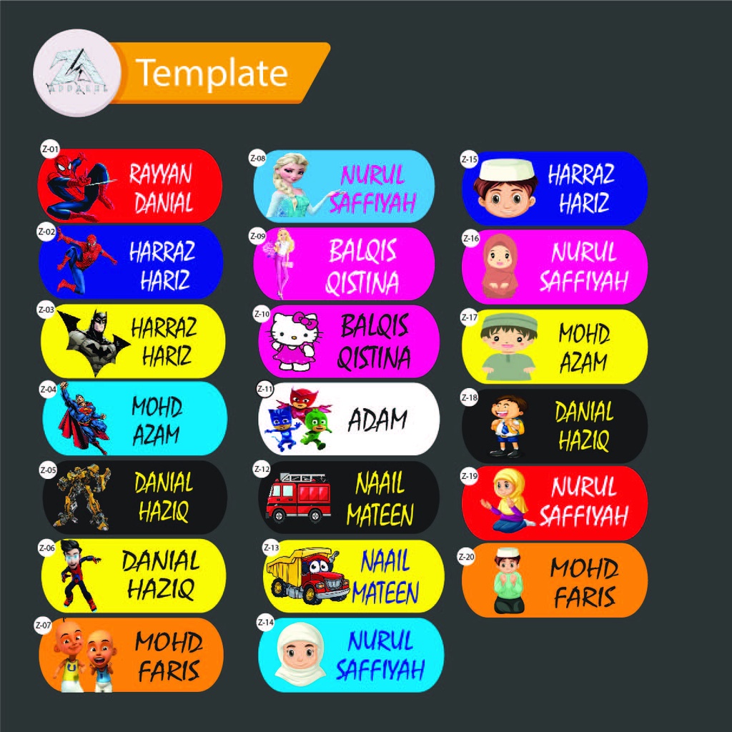 STICKER NAMA MURID | CUSTOM DESIGN | 100PCS | Shopee Malaysia