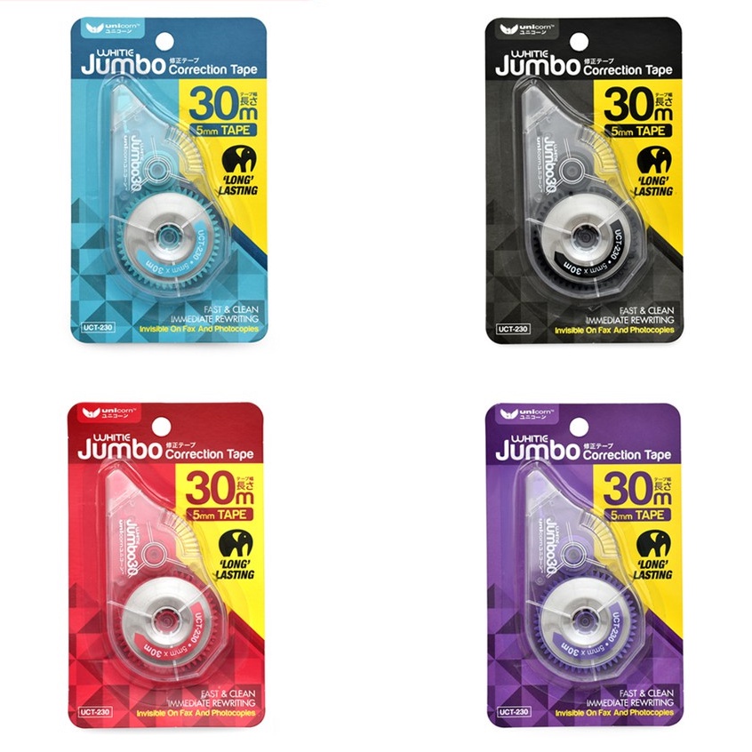 Unicorn Jumbo Correction Tape/White Out Assorted (5mm x 30m) | Shopee ...