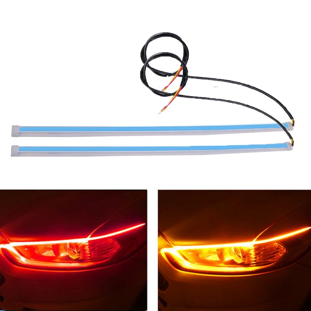 2pcs 12V Led DRL Daytime Running Lights Turn Signal DRL Led Strip Car Light Accessories Brake ...