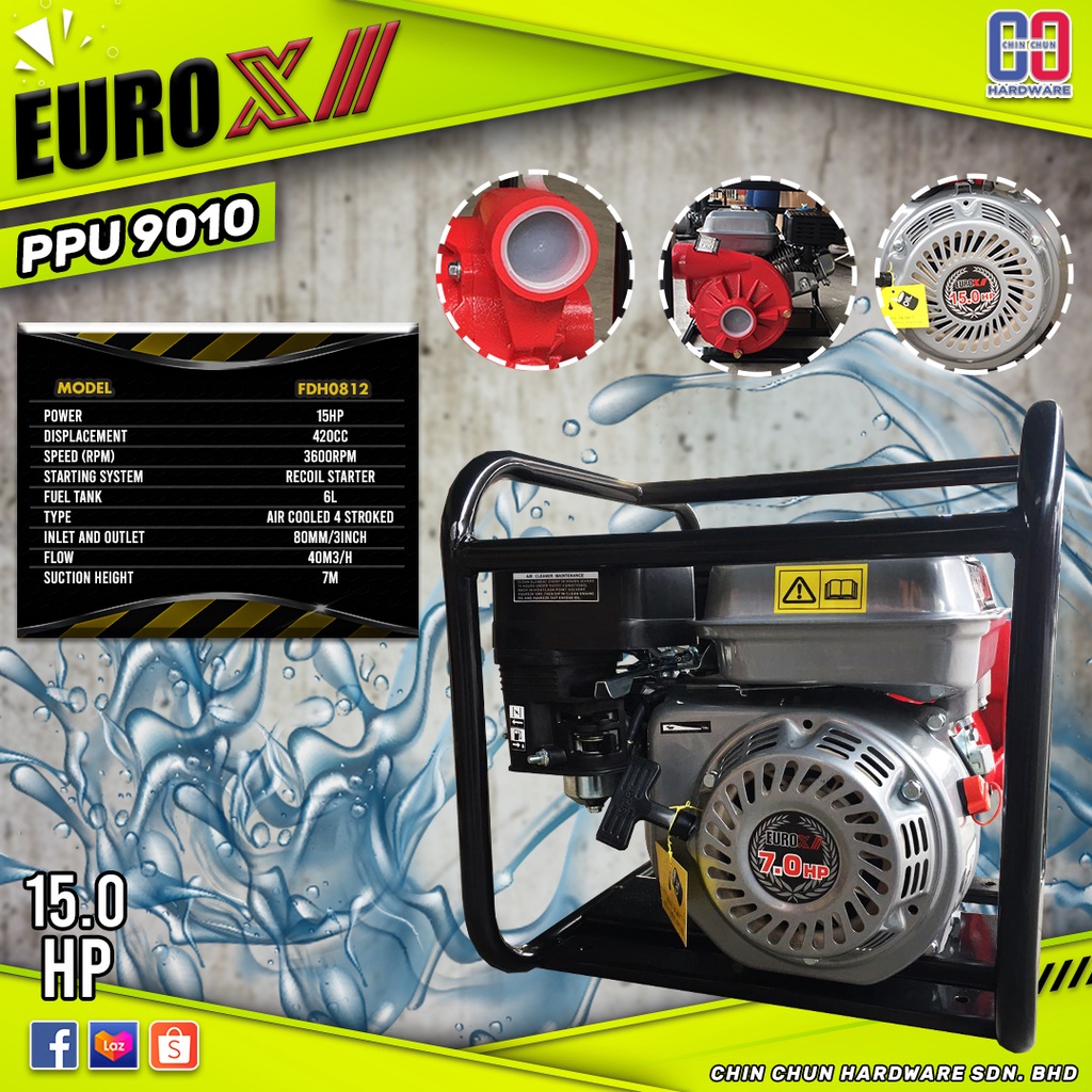 EURO X PPU-9010 3" 4 STROKE HIGH PRESSURE WATER PUMP|ENGINE PUMP|DIESEL PUMP|EURO PUMP|PAM ENJIN ...