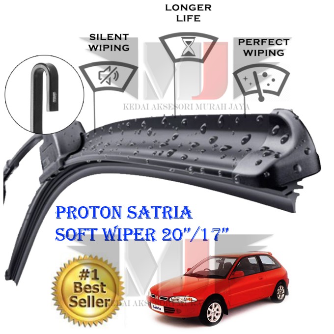 Proton Satria Soft Wiper 100?r Wiper Soft Rubber Wipers Blade Compatible With All U-Hook Type ...