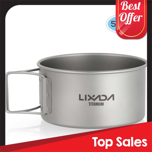 Lixada Titanium Bowl with Folding Handles Dinner Food Container for ...