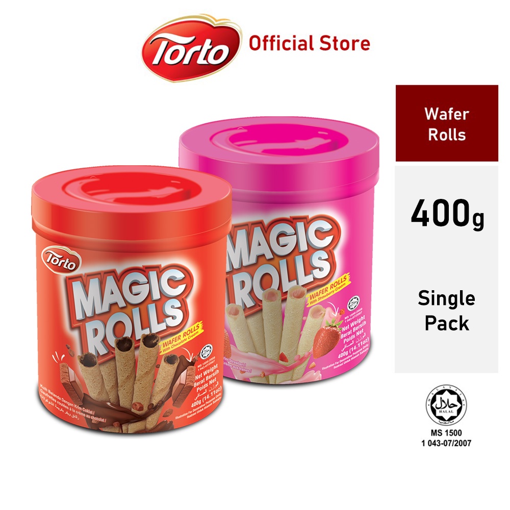 400g Torto Magic Roll - Wafer Roll with Chocolate / Strawberry Cream ...