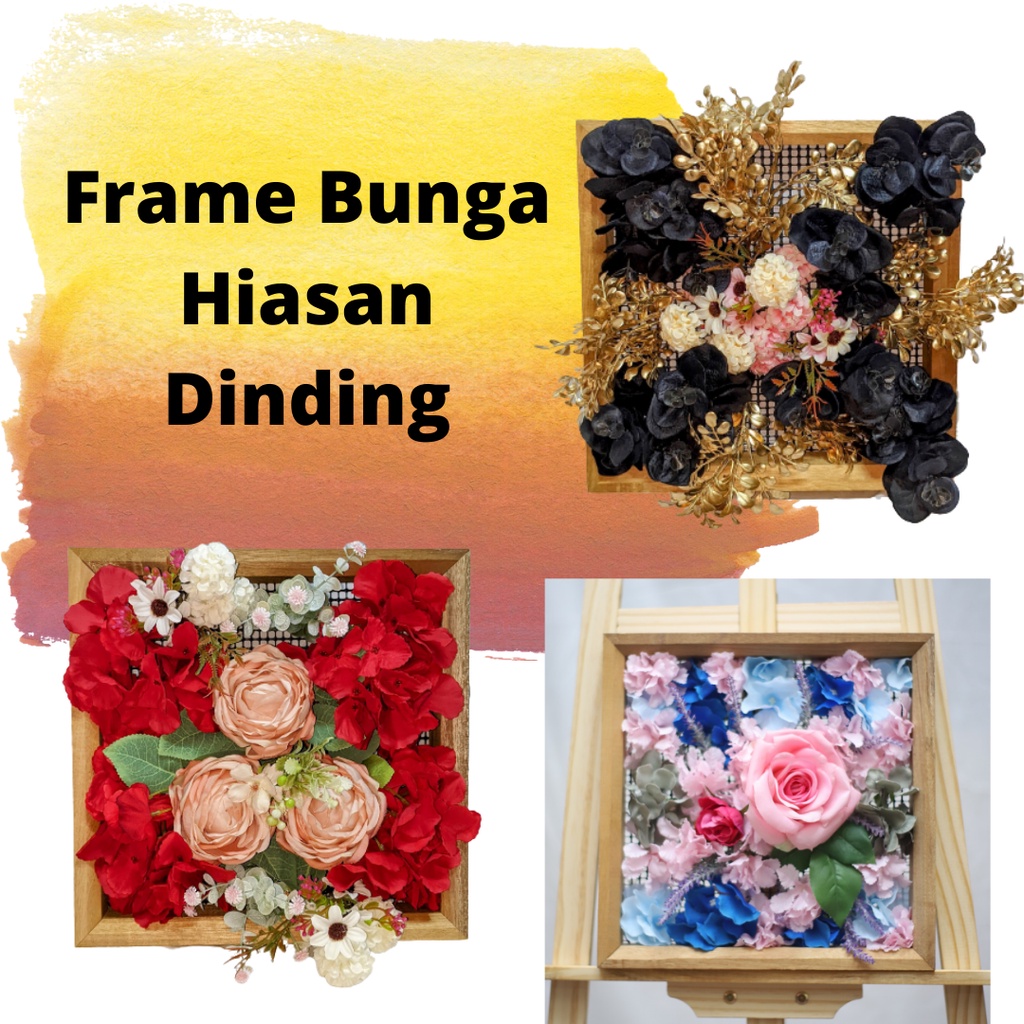 Wooden Frame Flower 3D Wall Frame Decoration Hiasan Dinding Frame Wall ...