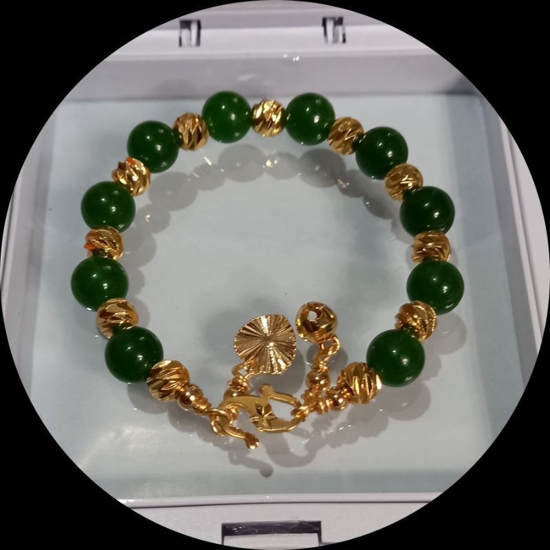GELANG TANGAN BATU JED ASLI HIJAU GELAP SUASA | Shopee Malaysia