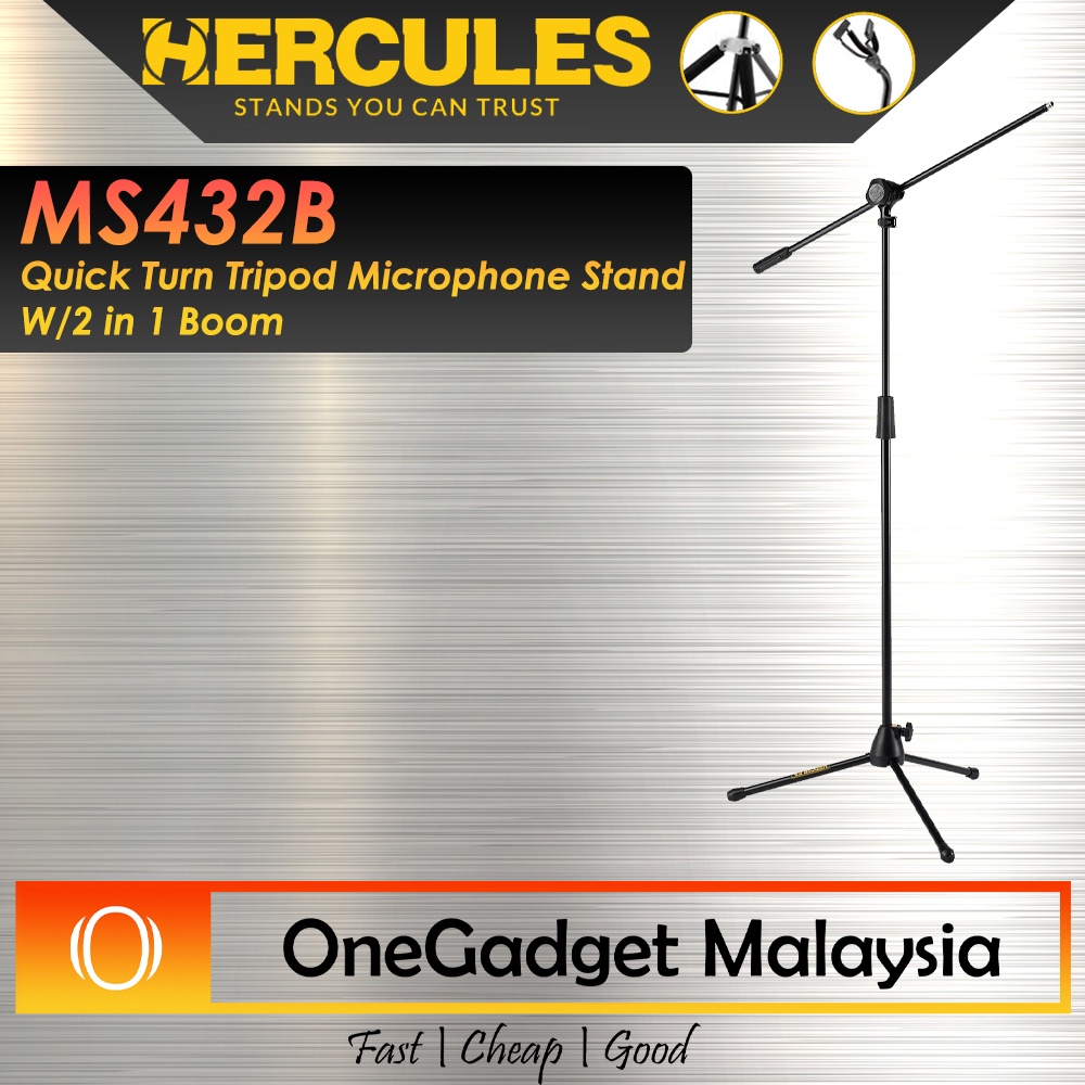 Hercules MS432B Quick Turn Tripod Microphone Stand W/2 in 1 Boom ...