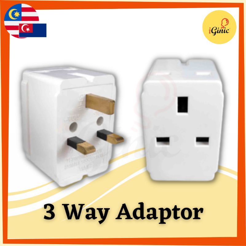 3 Way Adaptor Adapter Switch USB Socket Outlet 3 PIN Plug Extension ...