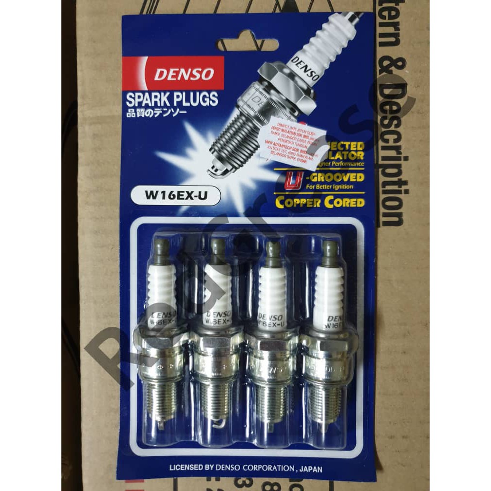 DENSO SPARK PLUG W16EX-U 4 PIECES/SET ( WIRA, SATRIA, ISWARA) | Shopee ...