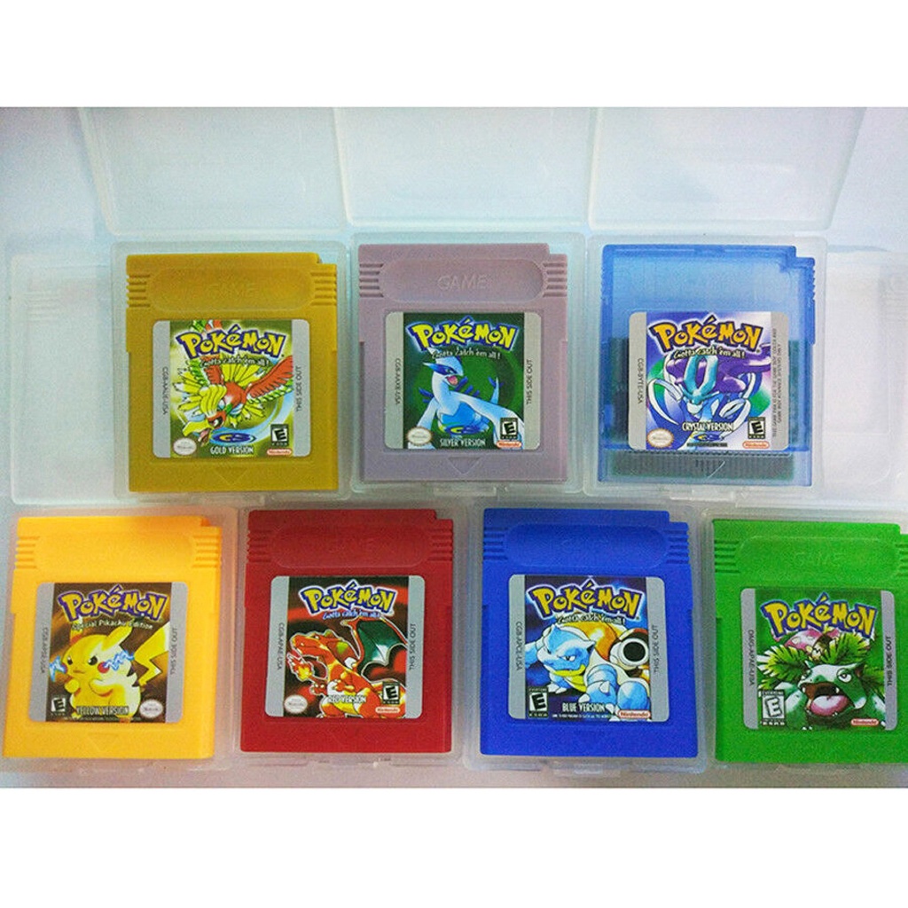 7 pcs game cards carts for nintendo pokemon gbc game boy color version ...