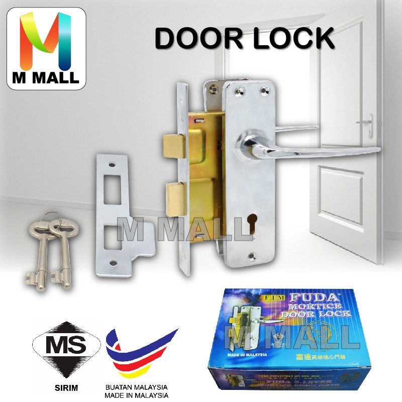FUDA MORTICE CHROME DOOR LOCK 2-LEVER | Shopee Malaysia