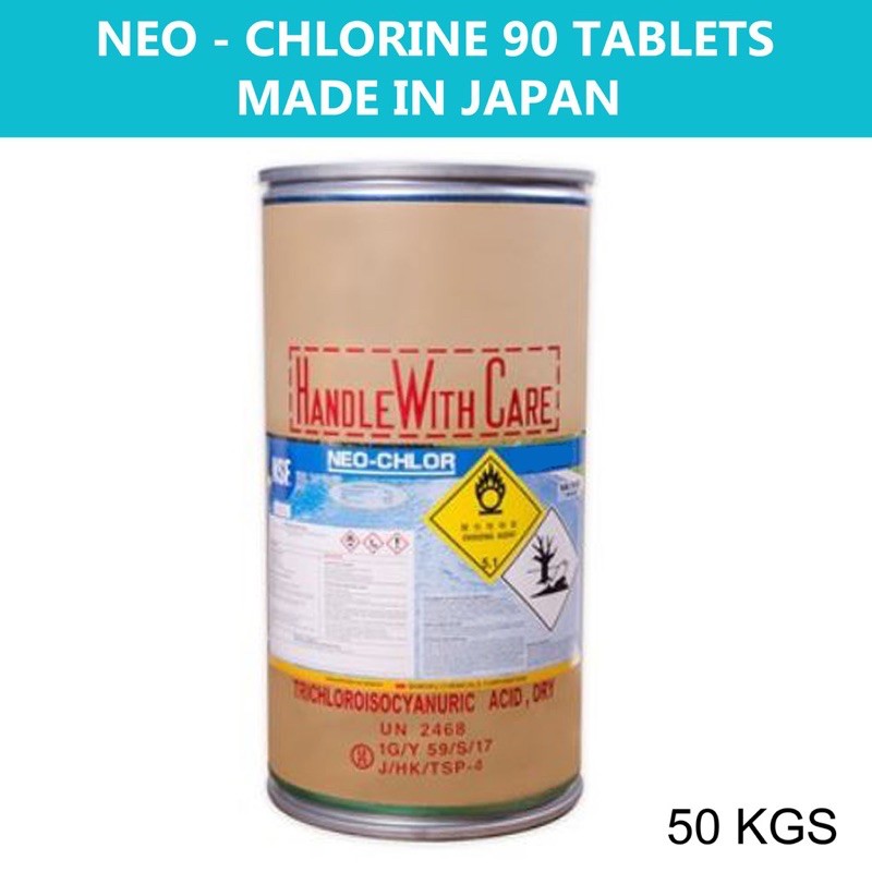 Chlorine Klorin NEO-CHLOR TCCA 90% Tablet Japan Origin 50KG/DRUM ...