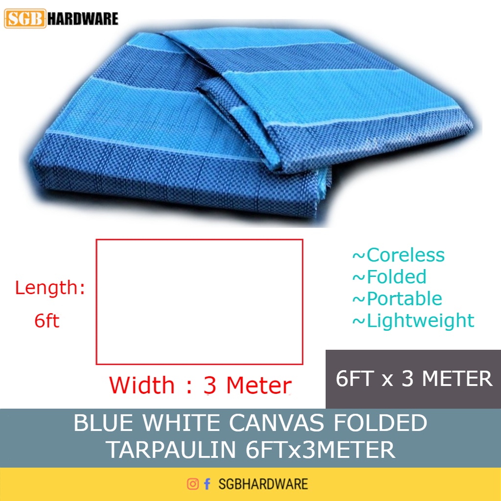 Blue White Canvas Roll Tarpaulin 6ft x 40ft(12M) | Blue Orange Canvas ...