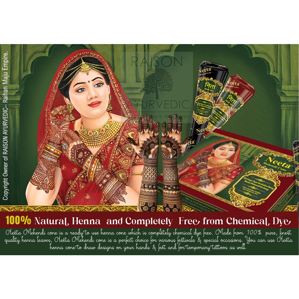 Neeta Mehandi Cone 100% Natural 1 Box (12 Pcs) | Shopee Malaysia