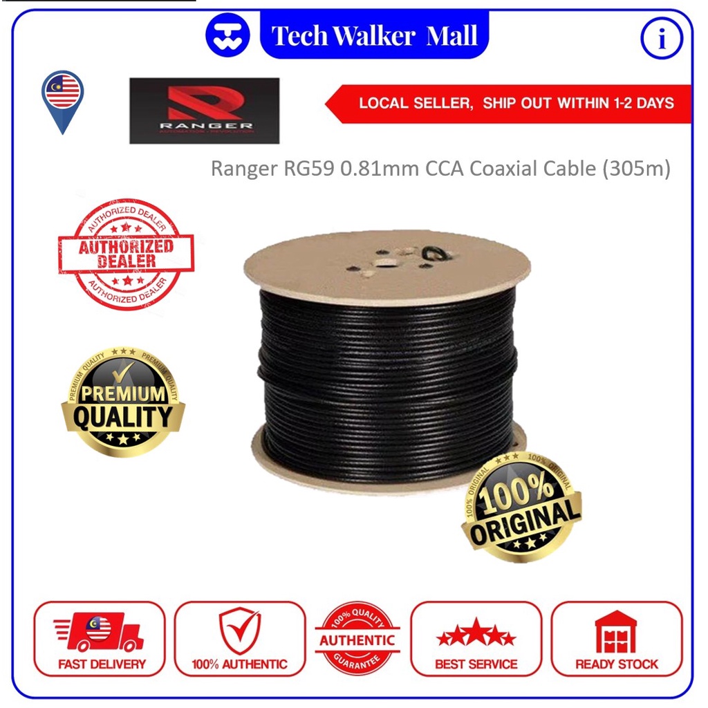 {Ready stock} RANGER RG59 0.81mm CCA Coaxial Cable (305 Meter) [TechWalkerMall] | Shopee Malaysia