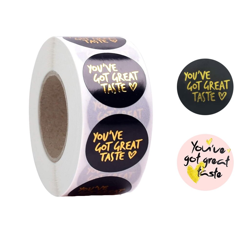 Youve Got Great Taste Stickers Black Background Gold Foil Pink Small