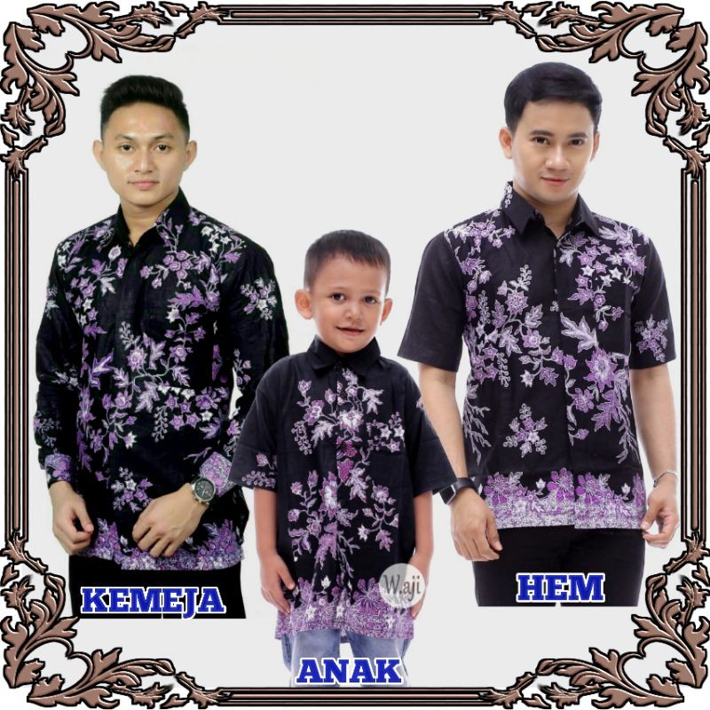UNGU Family BATIK COUPLE BATIK With Purple MOTIF, Father And Son BATIK ...