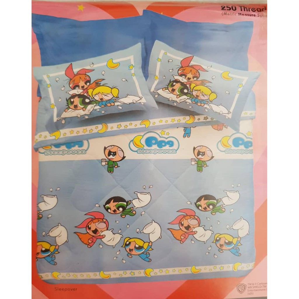 Clearance The Powerpuff Girls 250 Thread count Sleepover Super Single ...