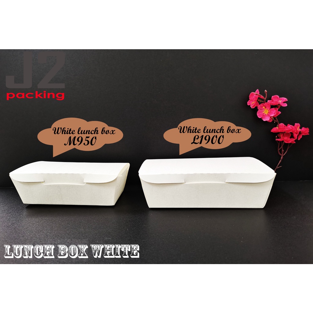 Disposable White Paper Lunch Box Tapao / Take Away Food Packaging ...
