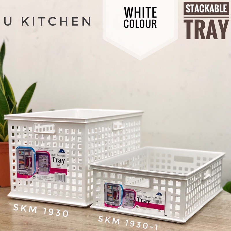 Stackable White Multipurpose Tray Basket Minimalist Home Organiser ...