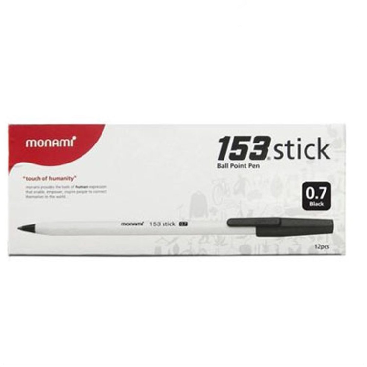 12pcs MONAMI 153 Stick Ballpoint Pen 0.7mm Black Blue Red - Choose Color | Shopee Malaysia
