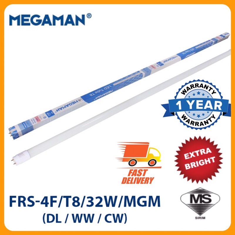 Megaman LED T8 Tube 4FT 20Pcs (32W/3000K/4000K/6500K) | Shopee Malaysia