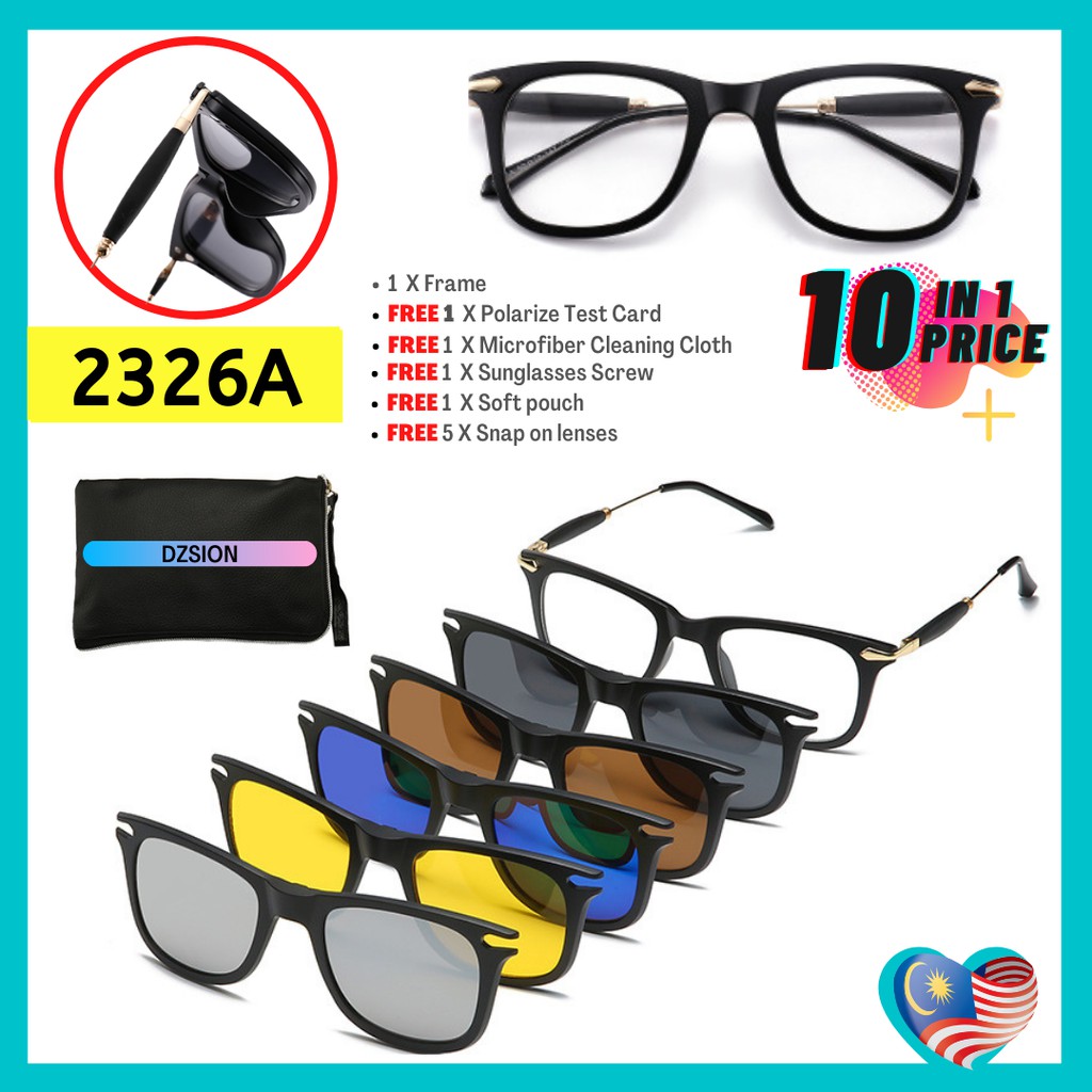 💖BUY 1 FREE 9 💖Polarized Magnetic Clip On Sunglasses Unisex | Shopee ...