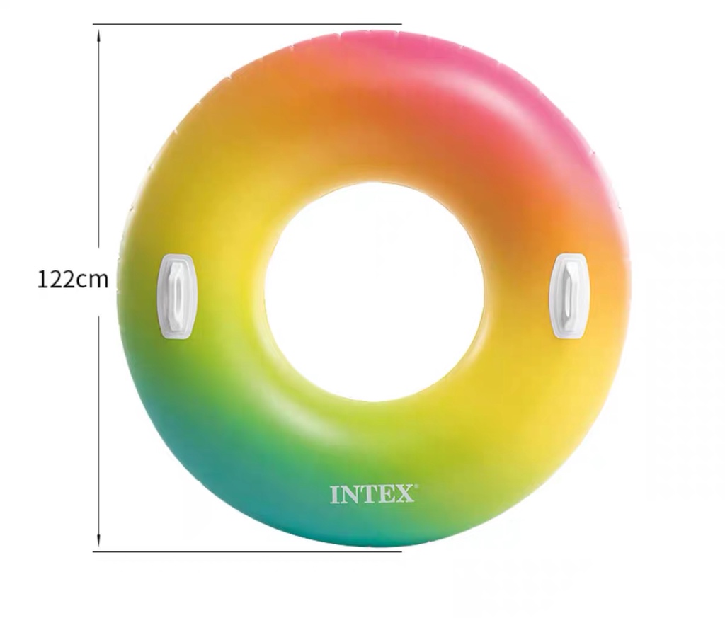 INTEX 58202 Inflatable Giant Whirl Tube Swimming Pool Ring Rainbow With ...