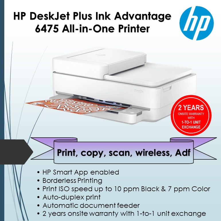 HP DeskJet Plus Ink Advantage 6475 All-in-One Printer (5SD78B) | Shopee ...