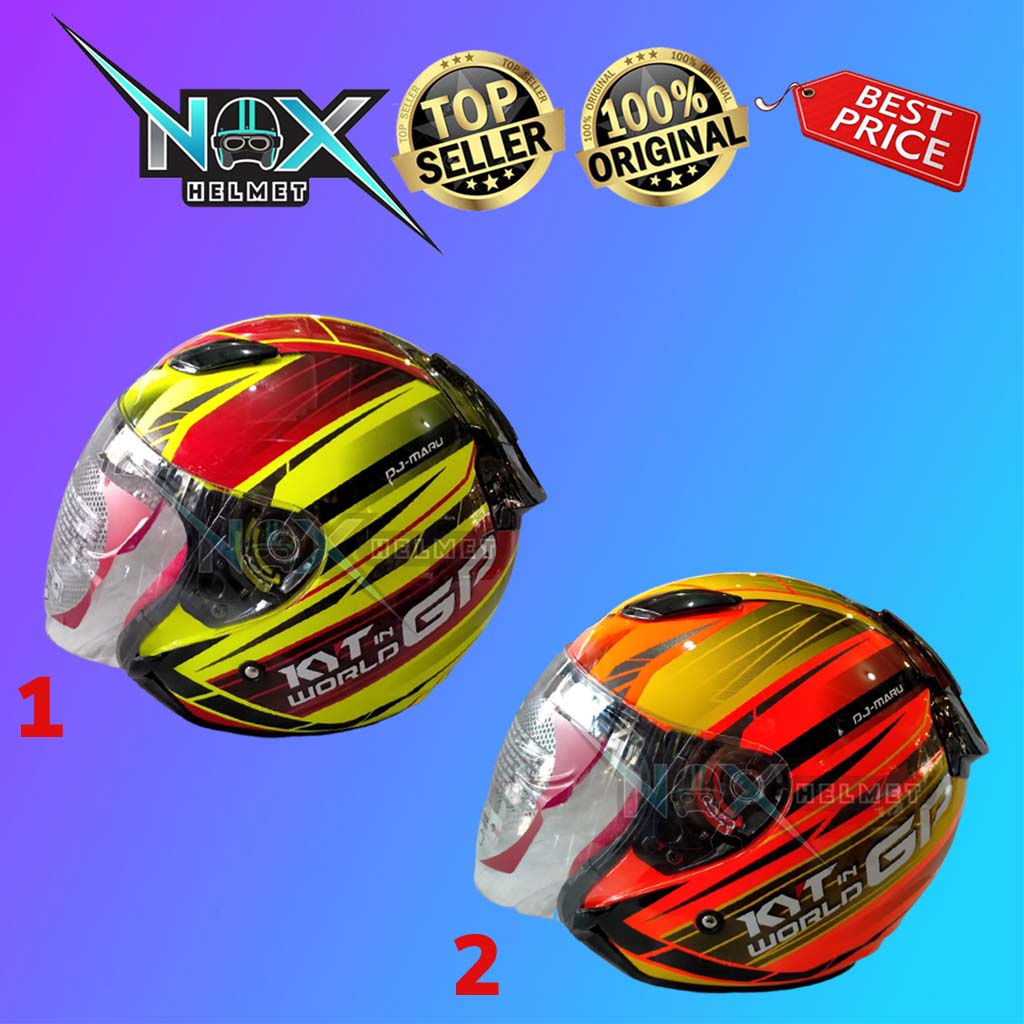 Kyt DJ MARU Helmet World GP Motif Ready 2 Half Face (2kg Postage ...