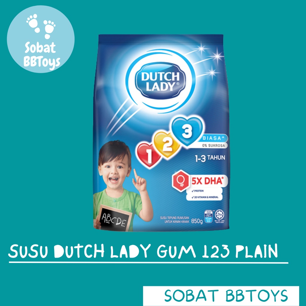 Susu Dutch Lady GUM 123 Plain (850g x 3)Dutch Lady Milk Original READY ...