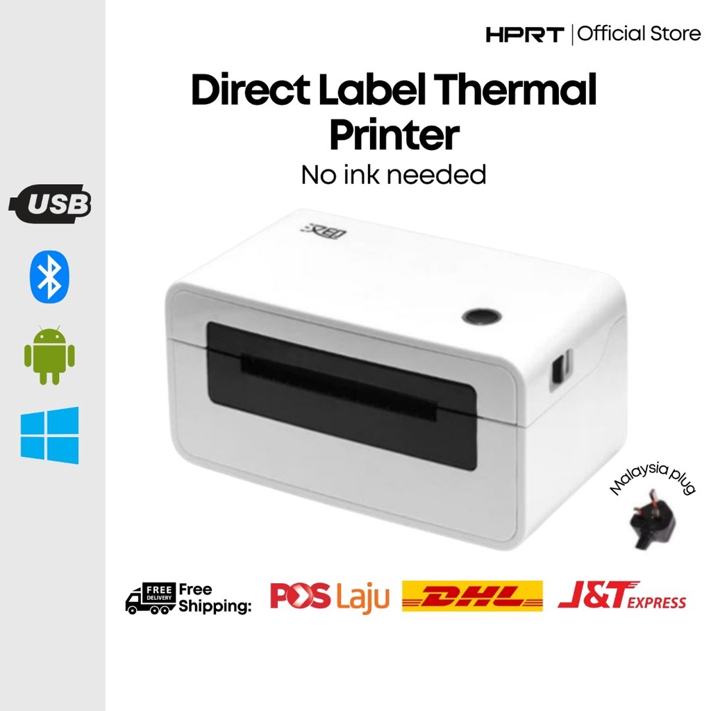 [3 PIN PLUG] HPRT N41 Bluetooth Android Thermal Paper Label Printer ...