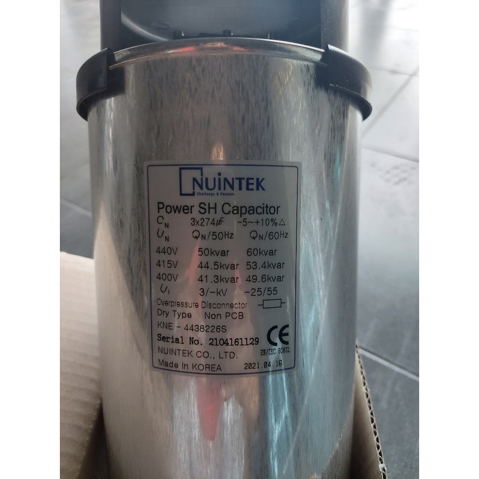 Nuintek 3-phase dry capacitor 440V 50kVAr 50/60Hz - Solution to ...