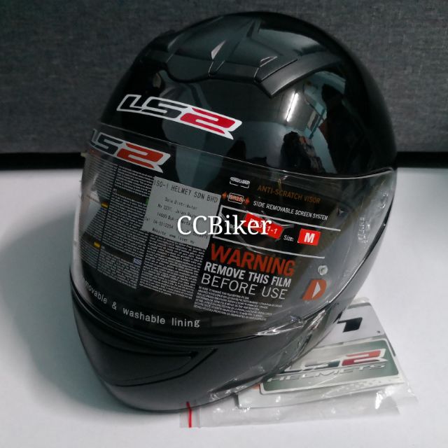 LS2 FF351.1 SINGLE MONO, GLOSS BLACK Full Face (M & XL size) | Shopee ...