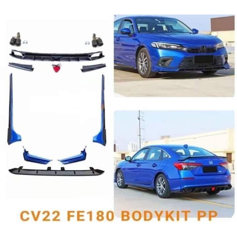 Honda Civic 2022 FE 180 Fullset Bodykit With carbon exhaust pipe and RS ...