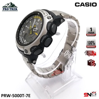 Casio Protrek PRW-5000T Tough Solar Triple Sensor Analog Digital Titanium Band Men Sport Watch ...