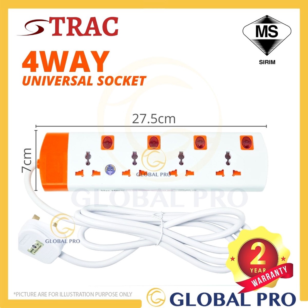 [sirim] Multi 3 4 5 Way International Multi Universal Portable Extension Trailing Socket