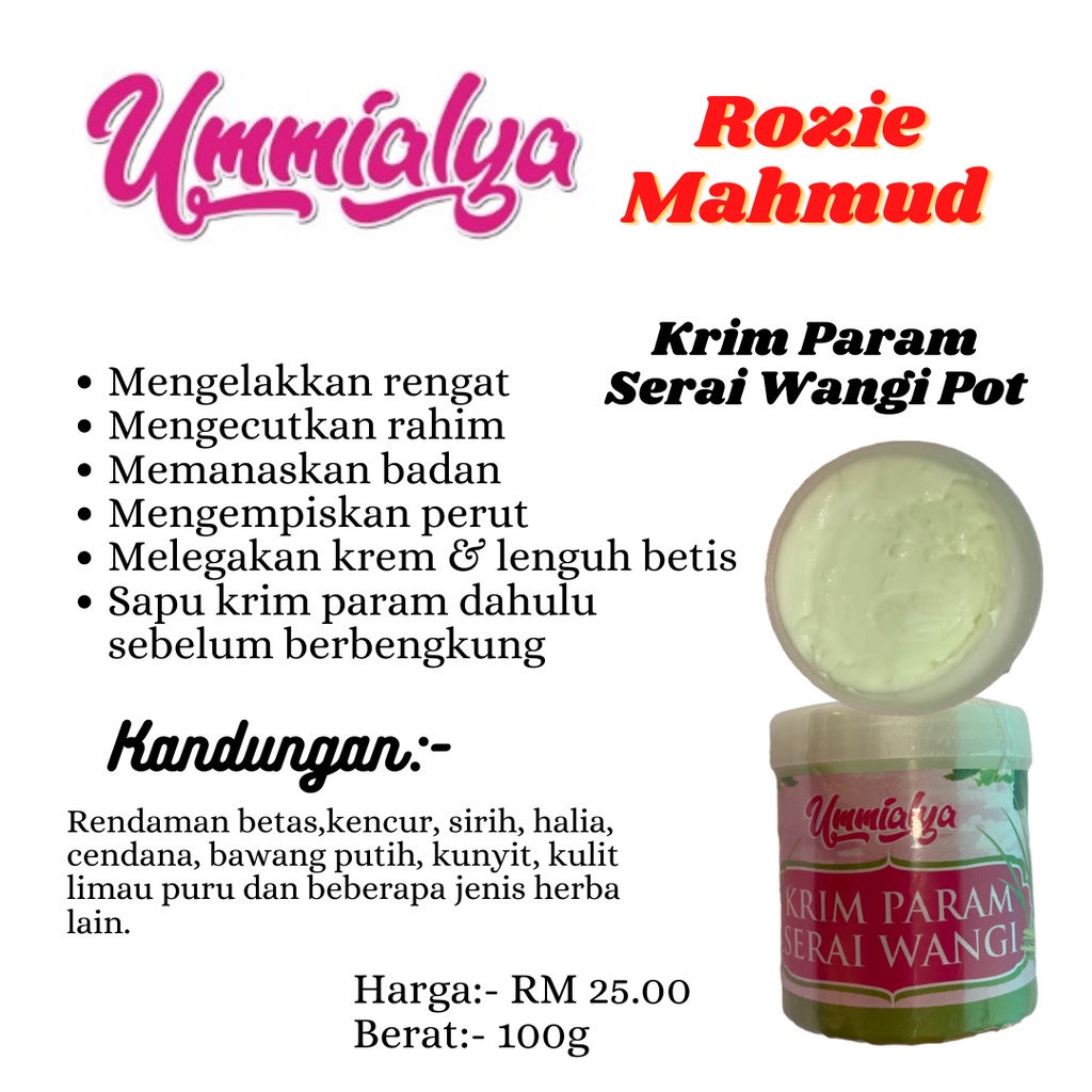 🔥🔥HOT ITEM🔥🔥KRIM PARAM SERAI WANGI UMMIALYA 🔥🔥FREE GIFT 🔥🔥 | Shopee ...