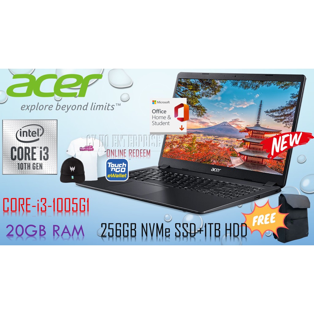 Acer Aspire 3 A315-56-36X5 15.6" Laptop/ Notebook (i3-1005G1U, 20GB ...