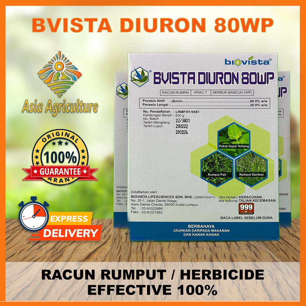 ASIA AGRICULTURE BVISTA DIURON 80WP RACUN RUMPUT HERBICIDE | Shopee ...