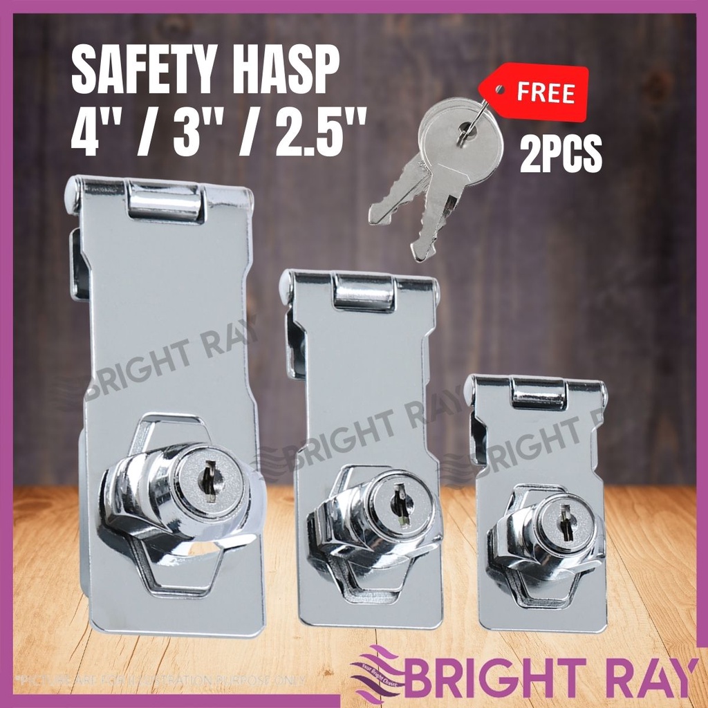 2.5"/ 3"/4" Safety Hasp with LOCK KEYED Locking Hasp for Small Doors ...