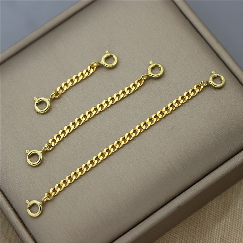 925 sterling silver necklace extension chain gold plated side whip ...