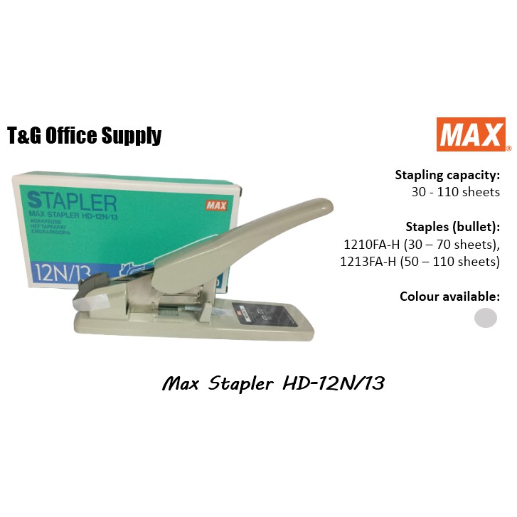 Max Heavy Duty Stapler HD-12N/13 (Stapling Capacity = 30 - 110 Sheets ...