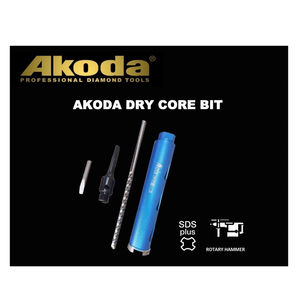 AKODA DRY CORE BIT ( SDS PLUS ) *ALL INCLUDE ADAPTOR AND CENTRAL PIN ...