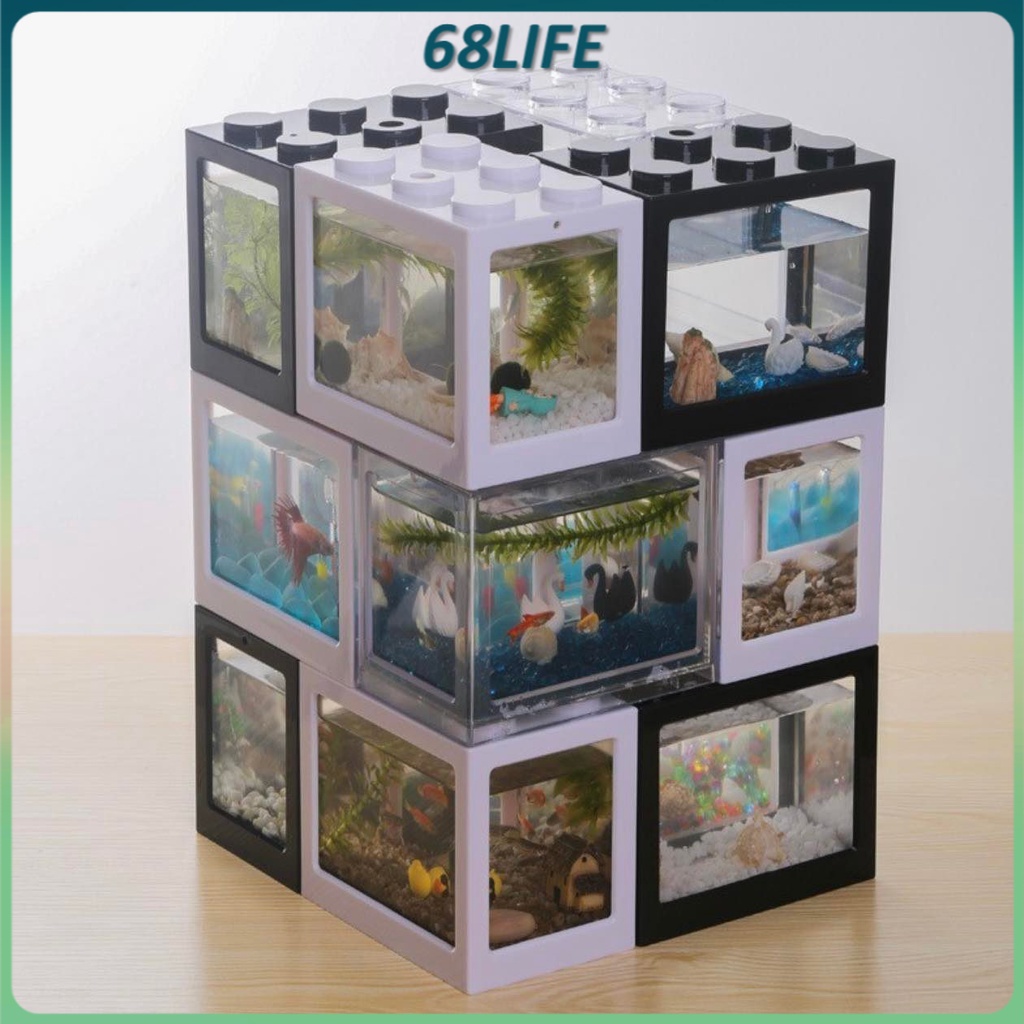 [M;sia Stock] AQUARIUM Betta Fish Lego Block Fish Tank Akuarium Mini ...