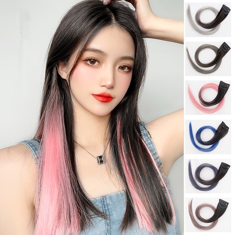 Female Wig Hair Extensions Gradient Color Hair Wig Piece Black Hair ...