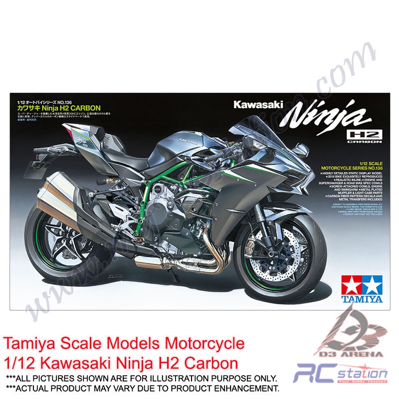 Tamiya Scale Models Motorcycle #14136 - 1/12 Kawasaki Ninja H2 Carbon [14136] | Shopee Malaysia